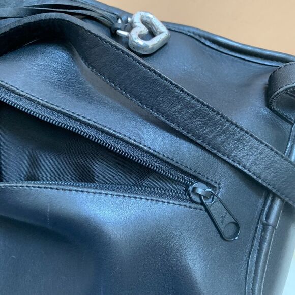 Brighton | Bags | Brighton Black Leather Nylon Vintage Monica Backpack ...